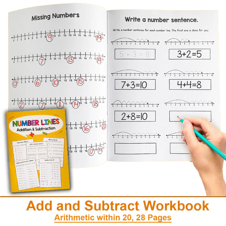 Addition & Subtraction within 20 Training Workbook Number Line Practice ...