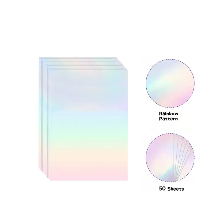 4.1x2.9 Inch Holographic Sticker Paper, 50 Sheets Rainbow Patterns ...