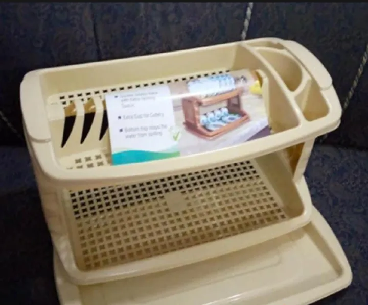 Leido Plastic Plate Rack 2 Tier Kitchen Sink Dish Washing Stand with ...