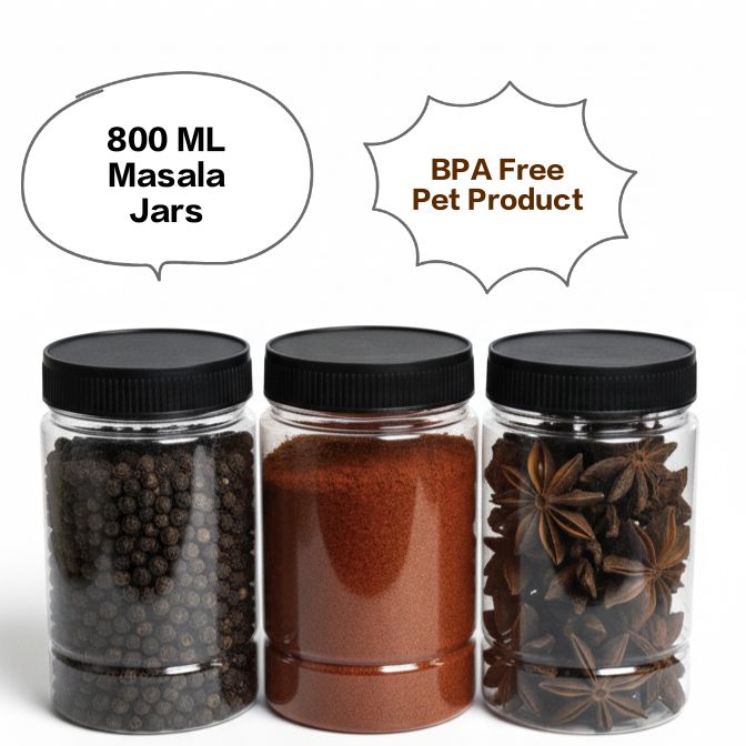 800 ML Masala Jars | BPA-Free PET Spice Storage Containers | Airtight ...