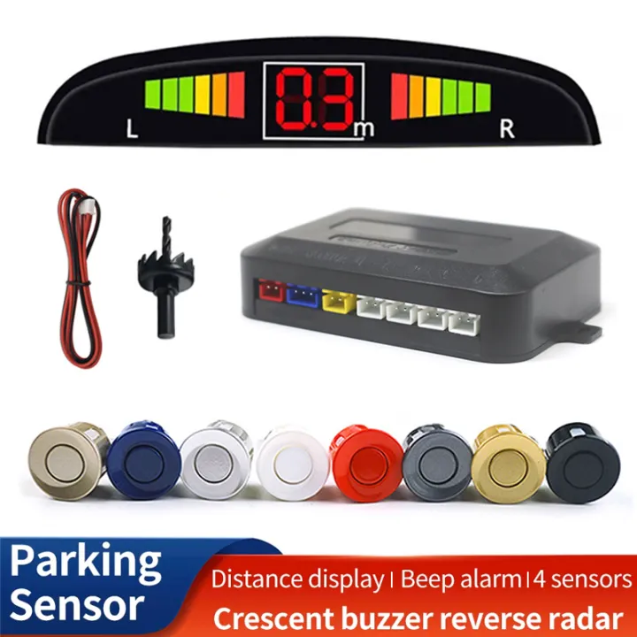 Car LED Parking Sensor Kit 4 Sensors 22mm Reverse Radar Sound Alert ...