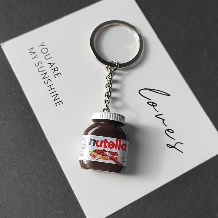 【Peace】2Pcs Creative Simulation Hazelnut Chocolate Jam Bottle Keychain ...