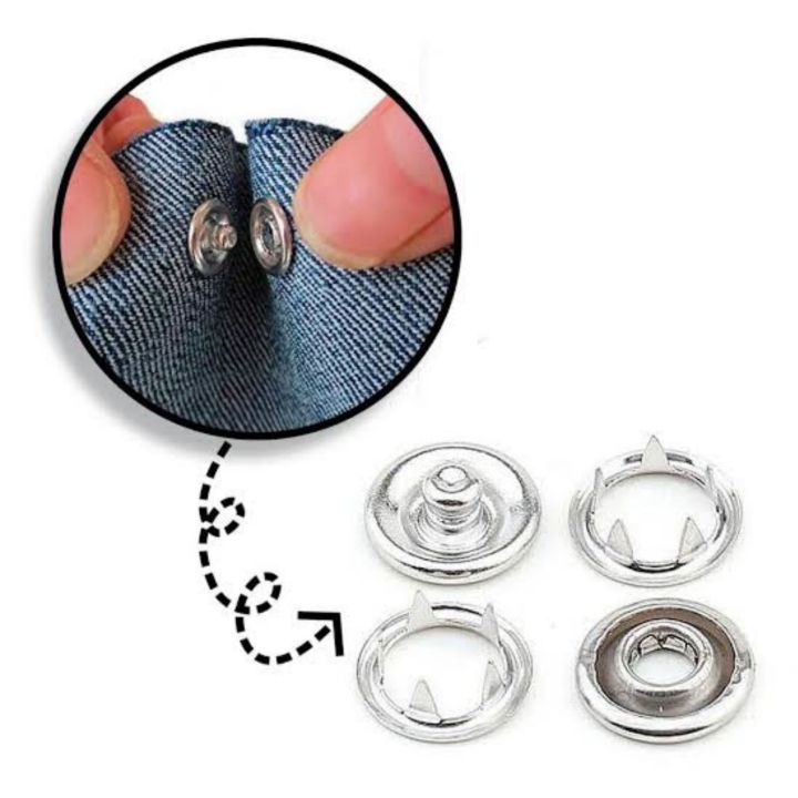 10mm Metal Stainless Steel Prong Snap Ring And Tich Button 30 piece ...