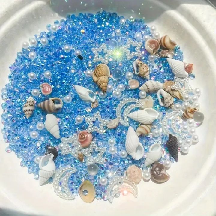 30g Ocean-Themed Epoxy Resin Filling - Star, Moon, Shell Shapes, Blue ...