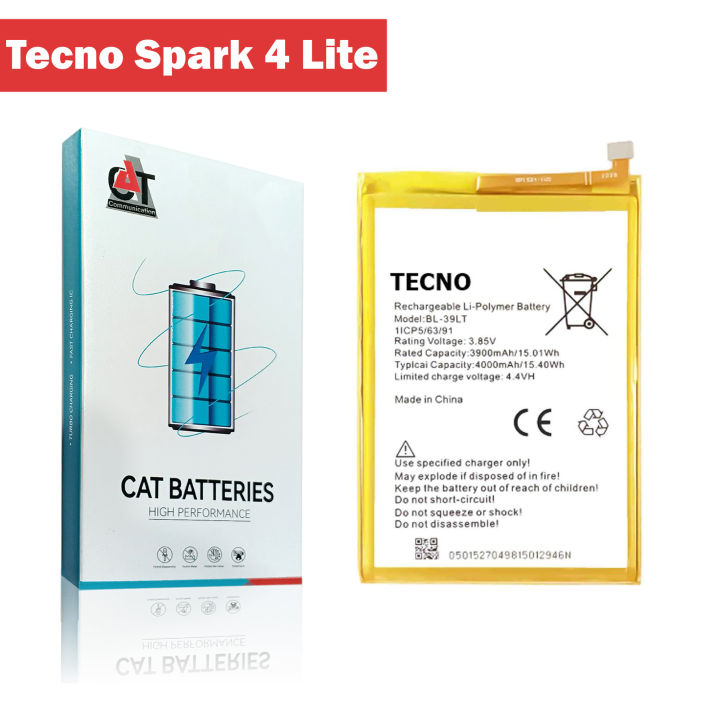 Battery for Tecno Spark 4 Lite 4000mAh, BL-39LT CAT Original, A+ Grade ...