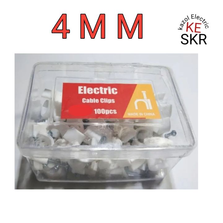 4 mm Electric Cable Clips 100 Pcs Pack White Heavy Duty Premium Caliber ...