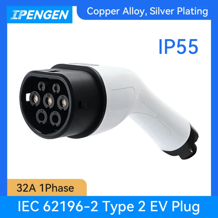 IPENGEN Type 2 EVSE Female EV Charger Plug IEC 62196 Convertor 32A 1 ...