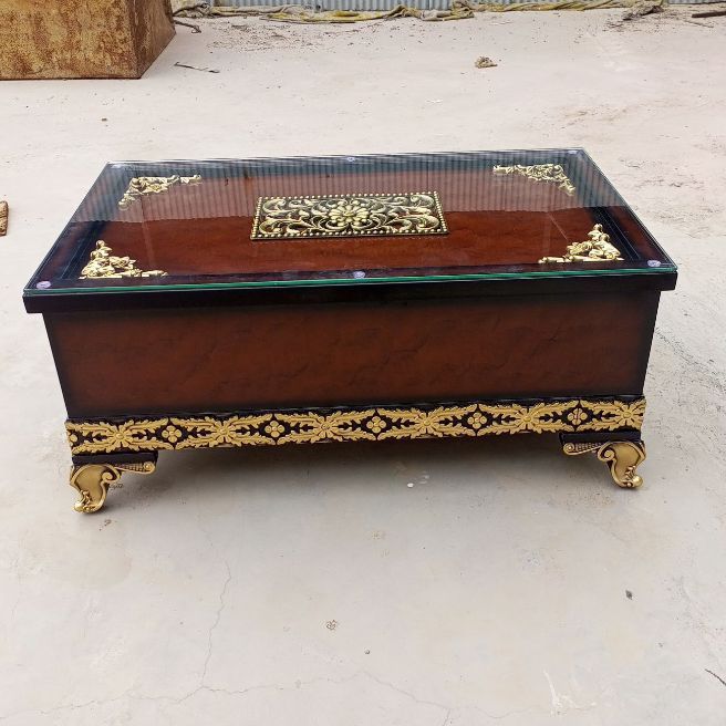 Centre Table , Polish Wooden Table With Glass Top ,Box design ...