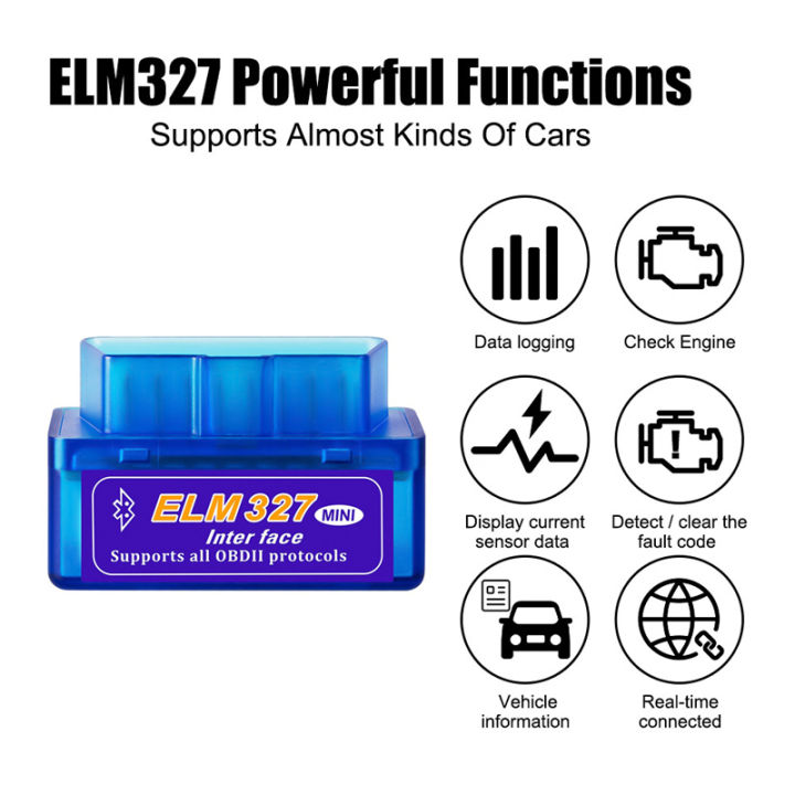 Mini ELM327 V2.1 Bluetooth OBD2 Scanner Code Reader Car Diagnostic ...