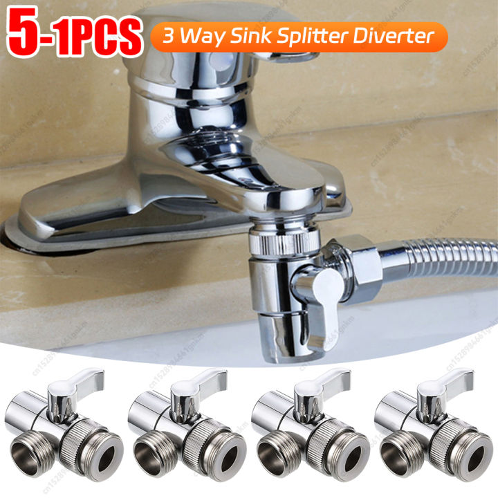 1-5PCS 3 Way Sink Splitter Diverter Valve Leak-Proof Faucets Water ...