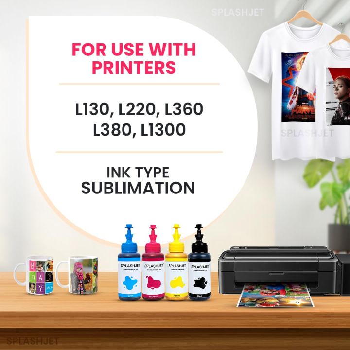 Epson L130 Compatible Splashjet CMYBK Sublimation Ink | Vibrant Colors ...