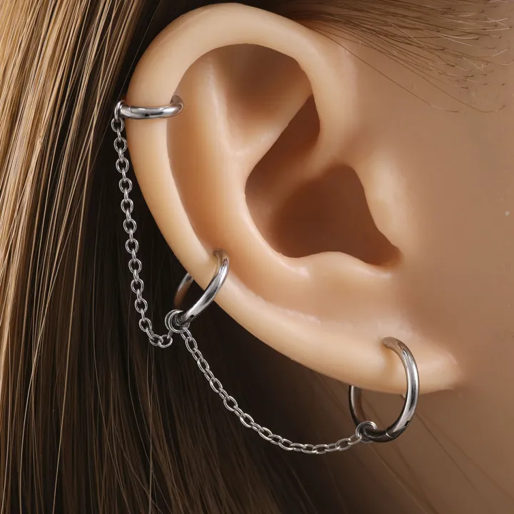1 Piece A Unique Steel-Colored 18k Gold-Plated Chain Handcuff Hoop ...