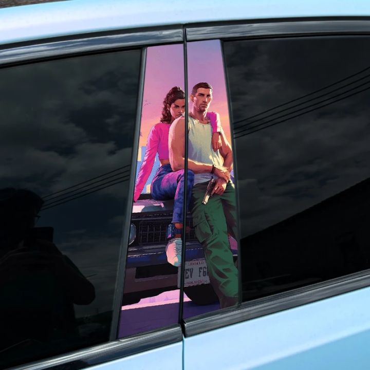 1pc/2pcs GTA6 Car B-pillar Stickers Waterproof Rstar Decal for Audi BMW ...