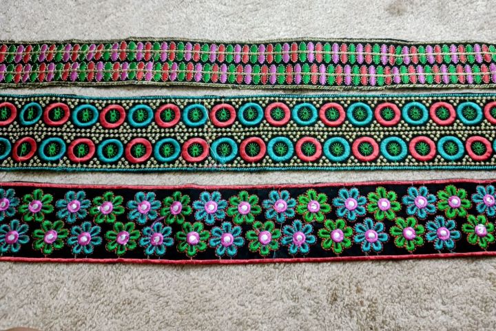 Pack of 3 Embroidered Heat Press Iron-on Borders 35 Inch Each ...