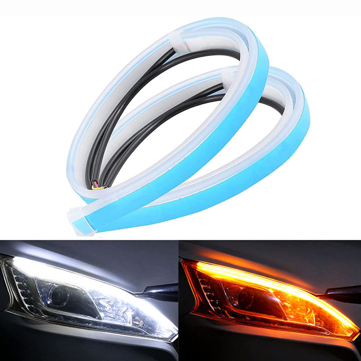 2pcs 12V LED DRL Car Daytime Running Light Flexible Waterproof Strip ...