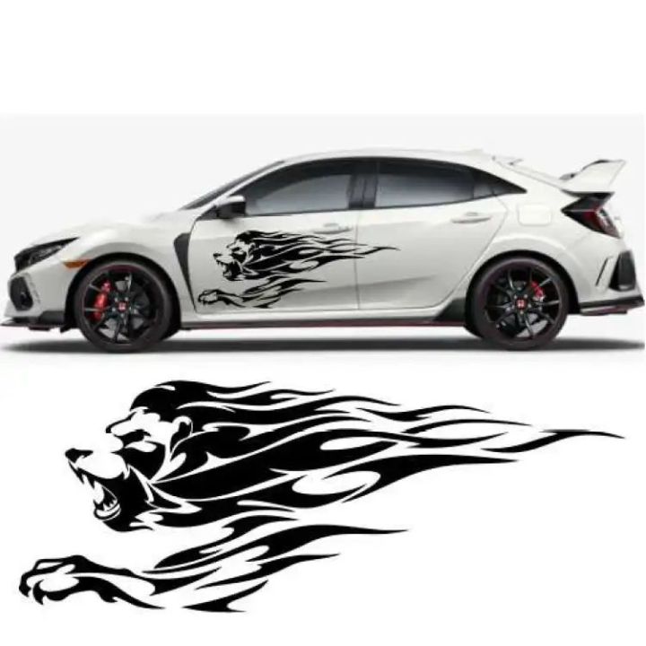 Car Stickers Side Door Fire Lion Tiger - Both Sides | Daraz.pk