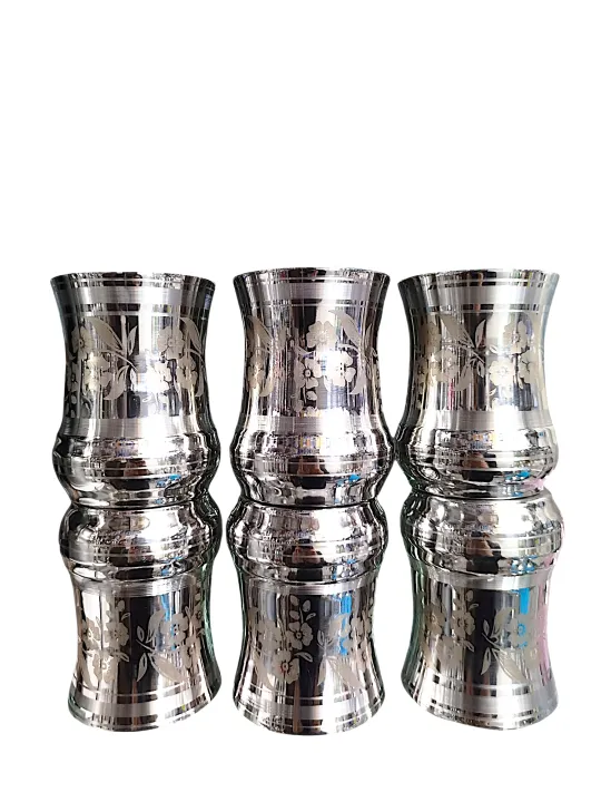 Premium Stainless Steel Heavy Glass – Laser Crafted & Carved Design ...