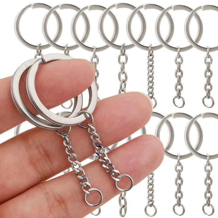 20/50pcs Silver Color Metal Blank Keyring Keychain Split Ring Keyfob ...