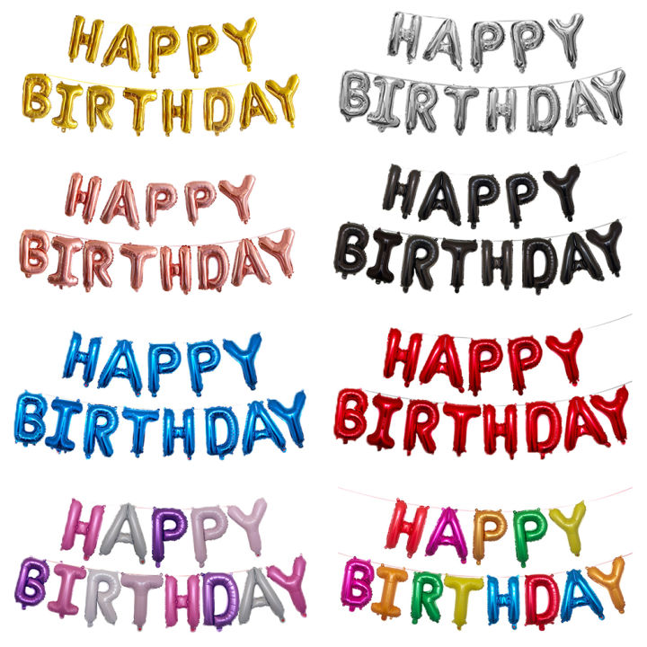 13pcs Happy Birthday Decoration Balloons Rose Gold Letter Foil Ballons ...