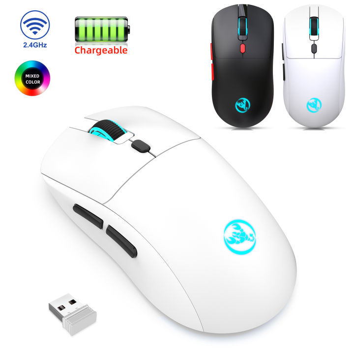 Rechargeable 2.4G USB Wireless Mouse Adjustable 3600dpi 7 Colors RGB ...