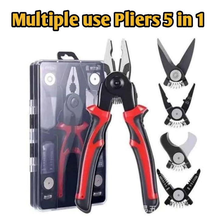 5 In 1 Versatile Tool Kit, Plier Tool Set Multifunct Interchangeable Pliers Head Wire Stripper ...