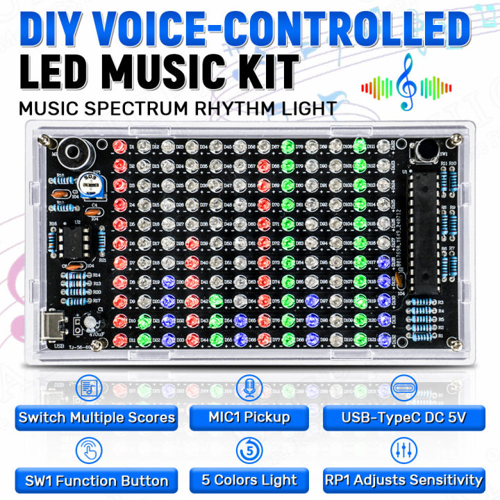 DIY Sound Control LED Music Electronic Kits Audio Frequency Display PCB ...