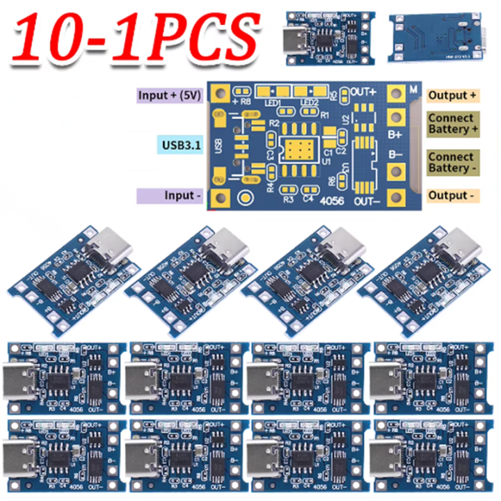 TP4056 Lithium Battery Charger Module 1A Portable Battery Charger Panel ...