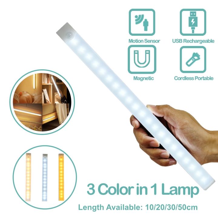 Motion Sensor LED Night Light Type C Rechargeable Induction Lamp for ...