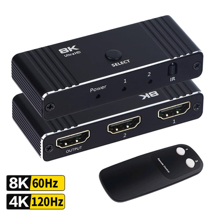 8K Bi-Directional HDMI2.1 Switcher 2x1 4K@120Hz 48Gbps Ultra HD HDMI ...