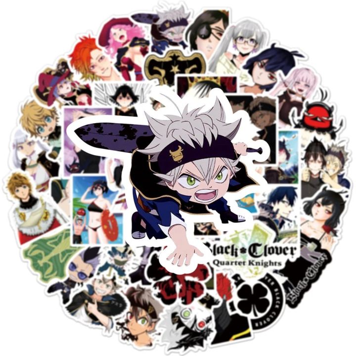 15 PCS of black Anime clover stickers from laptop keyboard mobile ...