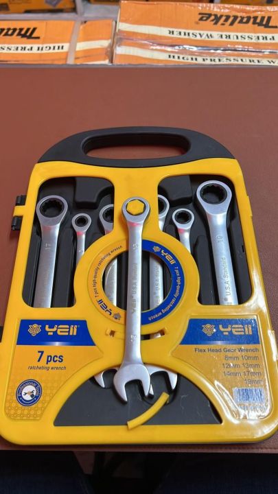 Pride Tools USA 7Pcs Fixed Head & Combination Ratchet Spanner Set ...