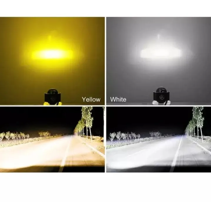 2PCS HJG Motorcycle LED Headlight WHite and Yellow Double Collor ...