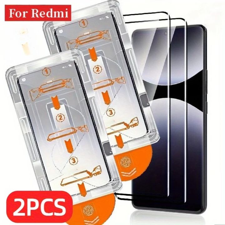 2Pcs One Click Install Tempered Glass for Xiaomi Redmi Note 14 13 Pro ...