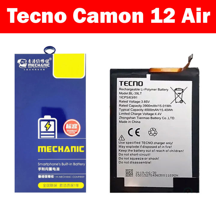 Tecno Camon 12 Air Battery 4000mAh | Model BL-39LT | Genuine Mechanic ...