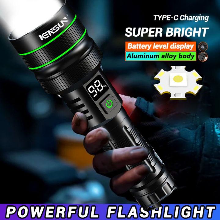 KENSUN Most Powerful Rechargeable LED Flashlight Tactical Torch Light ...