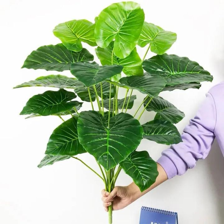 75cm 24Fork Fake Plants Large Artificial Monstera Tree Branch Plastic ...