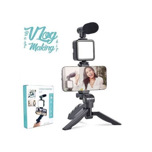 video vlog kit with light mic & mobile stand video light setup original ...