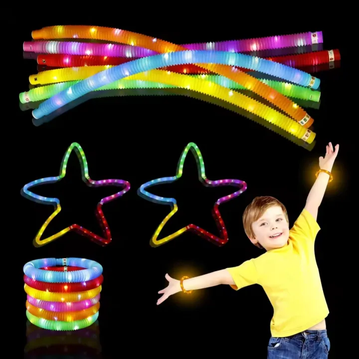 Glow Sticks Party Favors for Kids LED Light up Pop Tubes Neon Necklaces ...