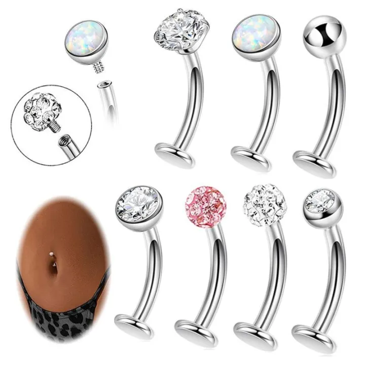 Stainless Steel Bent Rod Navel Stud Hip-Hop Style 18k Gold Plated Body ...