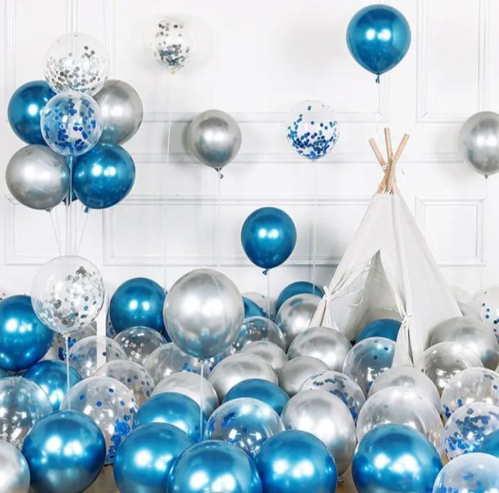 Pack of 50(25blue& 25 Gary) Party Balloons 14 inch High Quality Latex ...