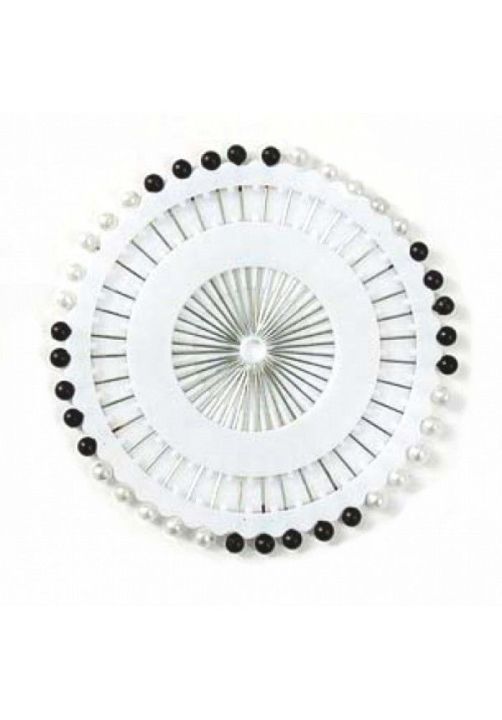 Black & White Pearl Metal Hijab Pins - 2 Inch Wheel Design (40PCS ...