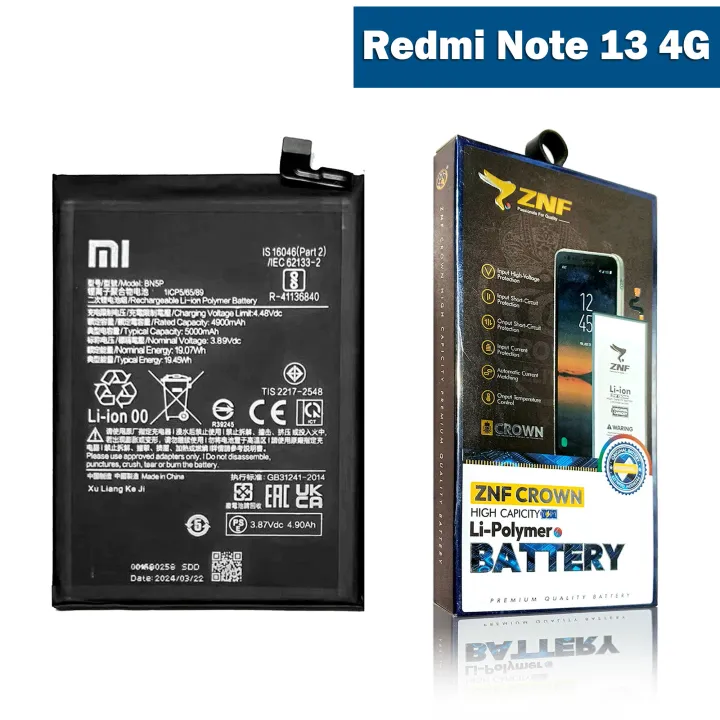 Xiaomi Redmi Note 13 4G Battery BN5P Premium Class By ZNF Brand 5000mAh ...