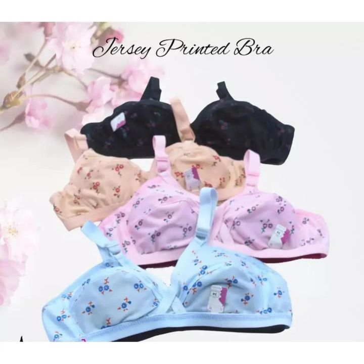 Pack of 4 printed jersey simple bra for women girls ladies brazier ...
