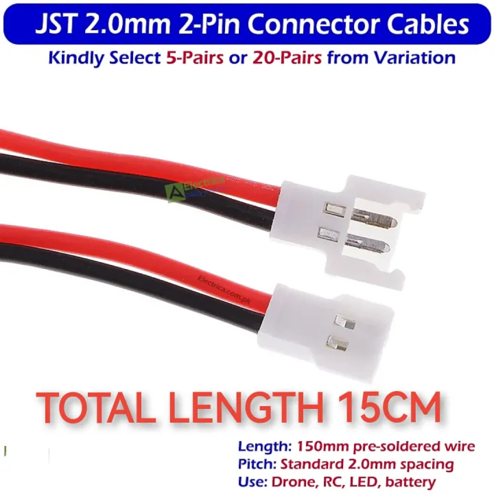5 PAIRS OF Mini Micro JST 2.0 LOSI 2.0MM 2-Pin Connector plug | Daraz.pk
