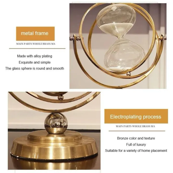 European Retro Globe Hourglass Metal Hourglass 30/60 Minute Time ...