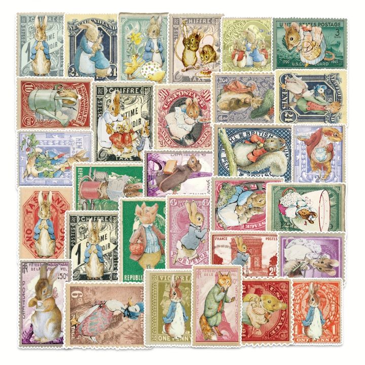 60PCS Rabbit Stamp Stickers For Laptop Suitcase Notebook Phone Water ...