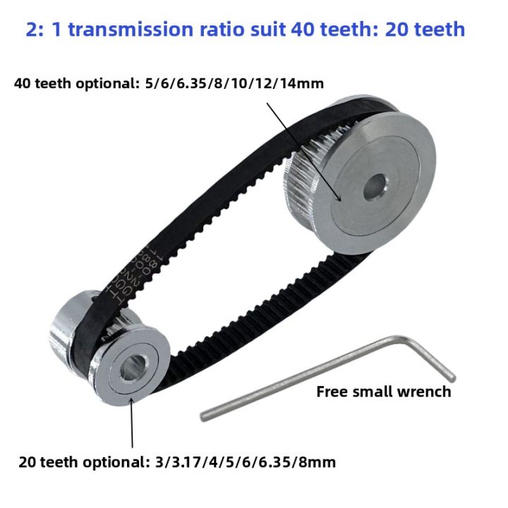 GT2 Timing Belt Pulley 40 Teeth 20 Teeth 5/8mm Reduction 2:1/1:2 Belt ...