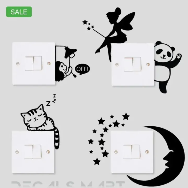 Pack of 5 Vinyl Cartoons Switch Board Wall Stickers | Daraz.pk