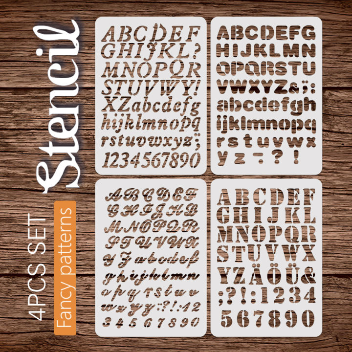 4Pcs Set Reusable Alphabet Stencils for DIY Crafting - A4 Size ...