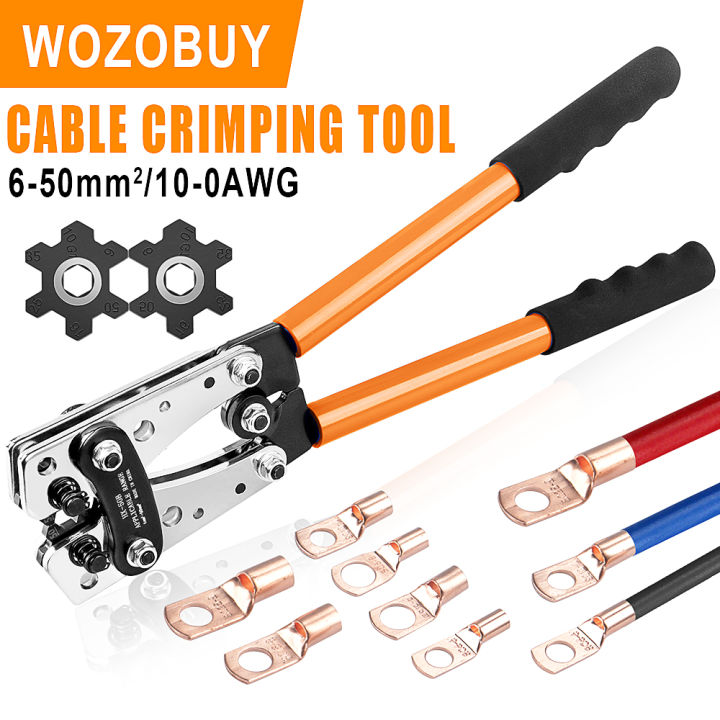 WOZOBUY Tube Terminal Crimper Hex Crimp Tools HX-50B Pliers 6-50mm2/AWG ...